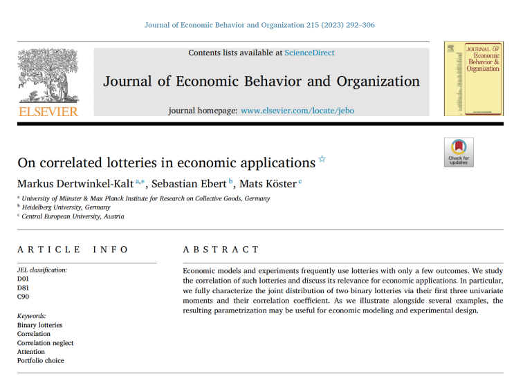 Artikel „On Correlated Lotteries in Economic Applications“ zur ...