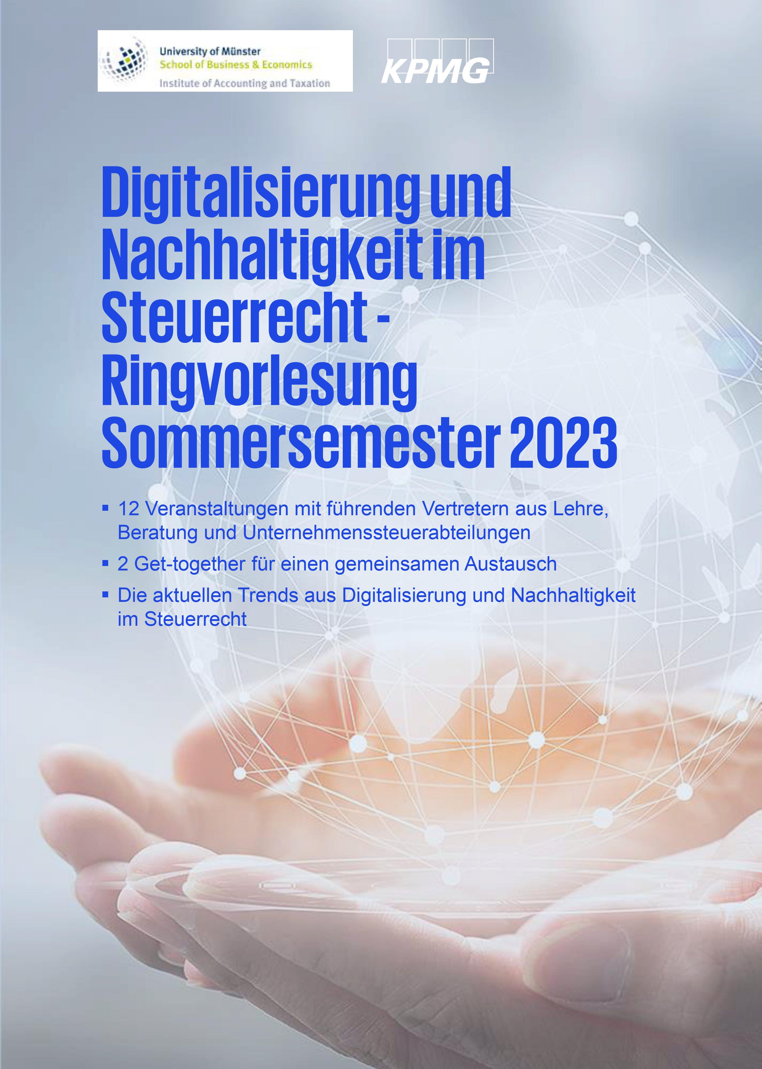 Ringvorlesung | Digitalisierung und Nachhaltigkeit im Steuerrecht | Wirtschaftswissenschaftliche ...